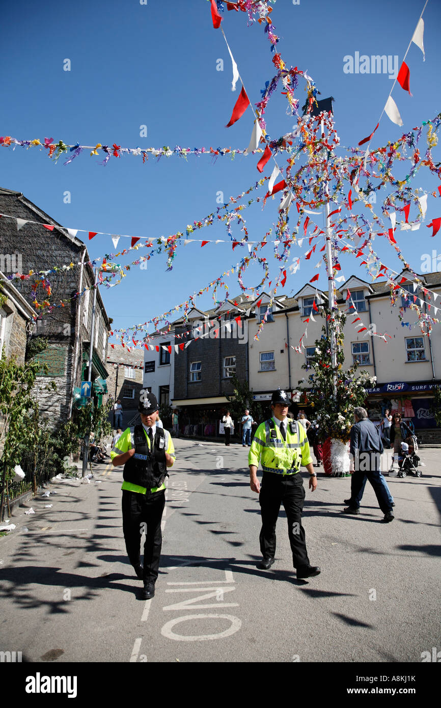 Local Police At The Obby Oss Mayday Celebrations Padstow Cornwall ...