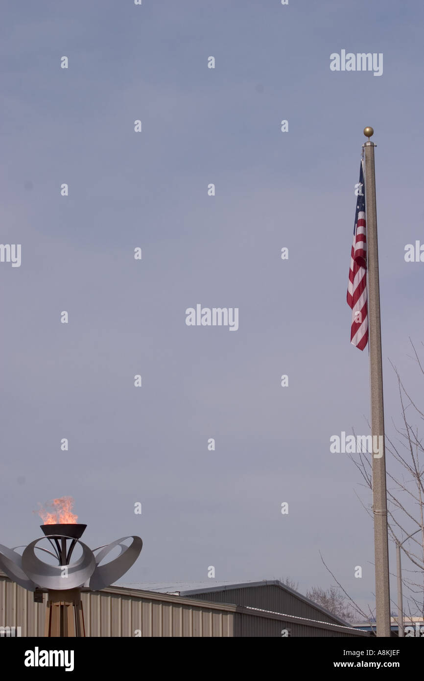 Washington States Special Olympics Torch and American flag Stock Photo ...