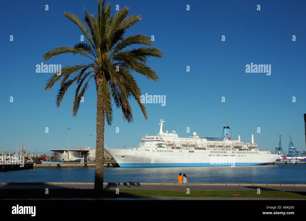 The Thomson Celebration cruse ship moored in Puerto de la Luz port. Las ...