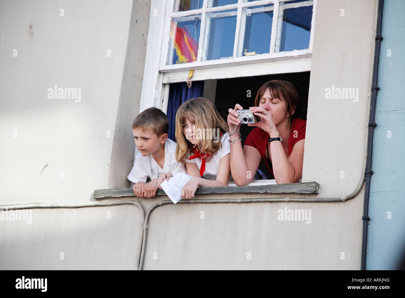 People Watching From A Window At The Mayday Oby Oss Festival Padstow ...