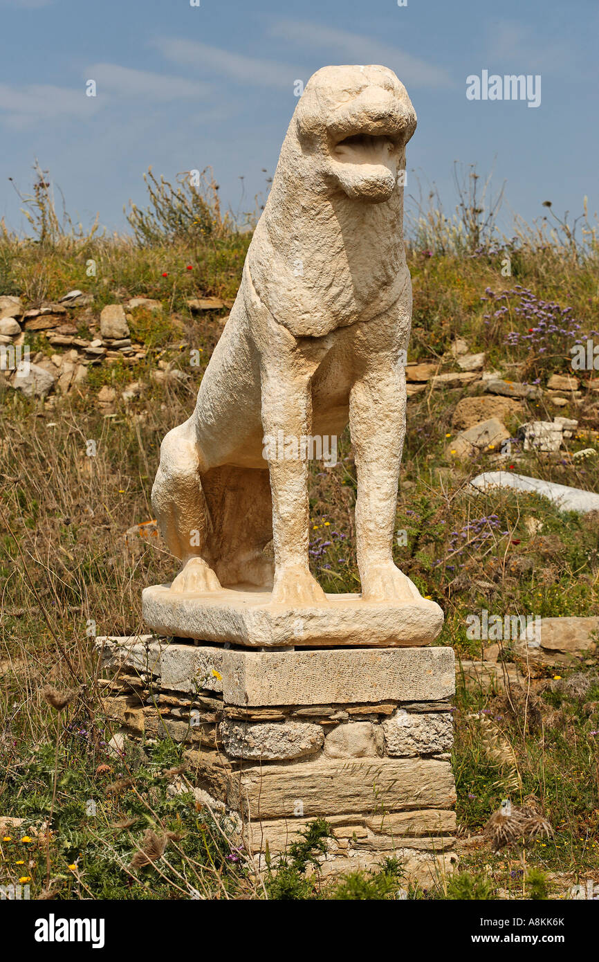 The lions are made of marble, Delos, Greece Stock Photo - Alamy