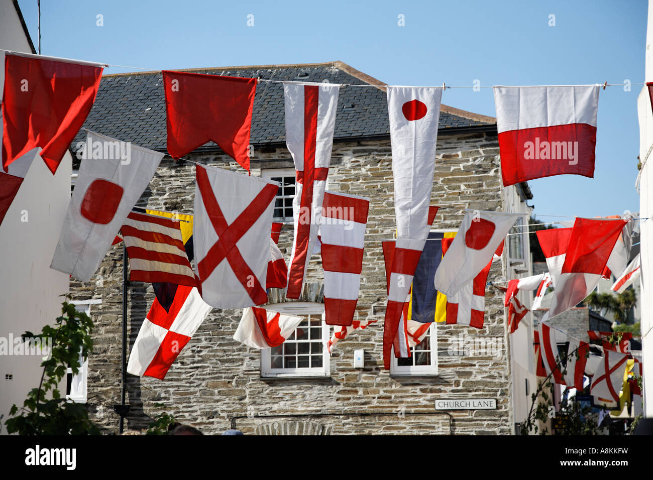 Flags During The Obby Oss Mayday Celebrations Padstow Cornwall Britain ...