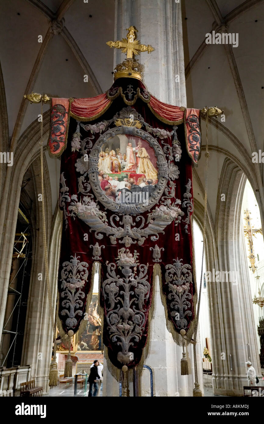 Cathedral of Our Lady, impressive catholic procession banner, antwerp ...