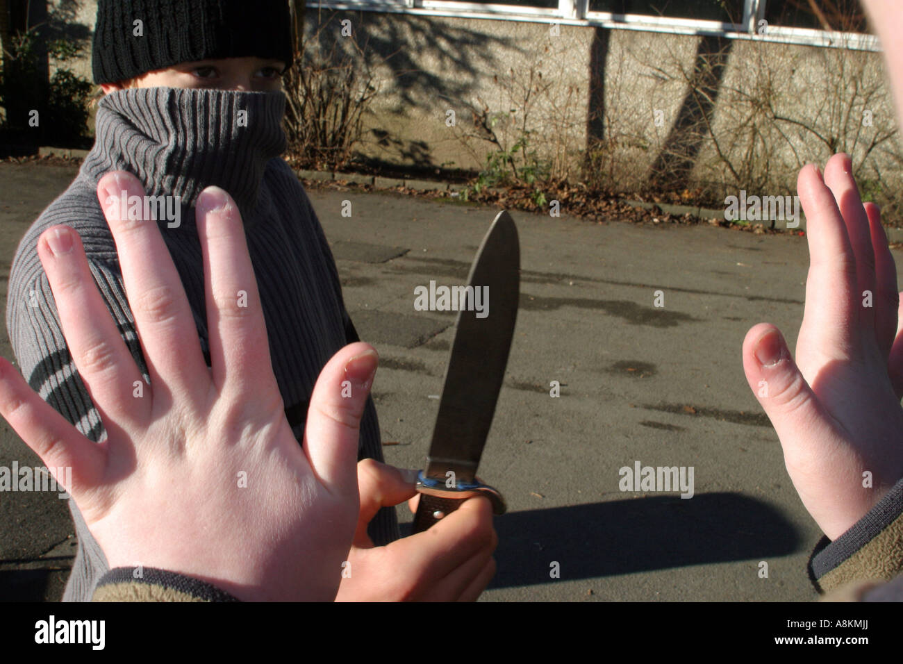 Juvenile delinquency, robbery, attack, knife, avert Stock Photo - Alamy
