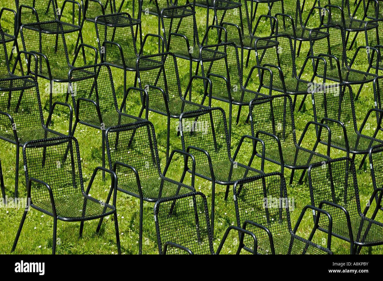 Lawn with many chairs Stock Photo - Alamy