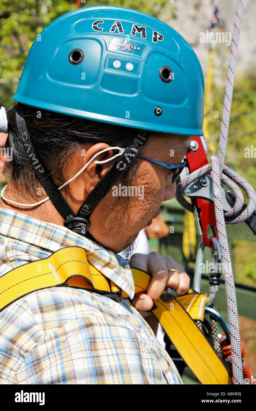 Man Abseiling At The Eden Project Cornwall U.K. Europe Stock Photo - Alamy
