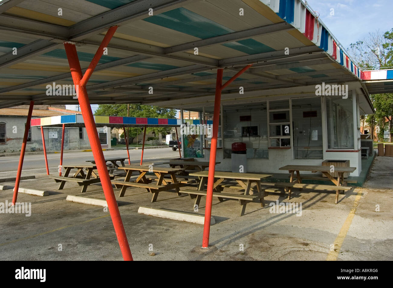 Awning of an old drive-in restaurant Stock Photo - Alamy