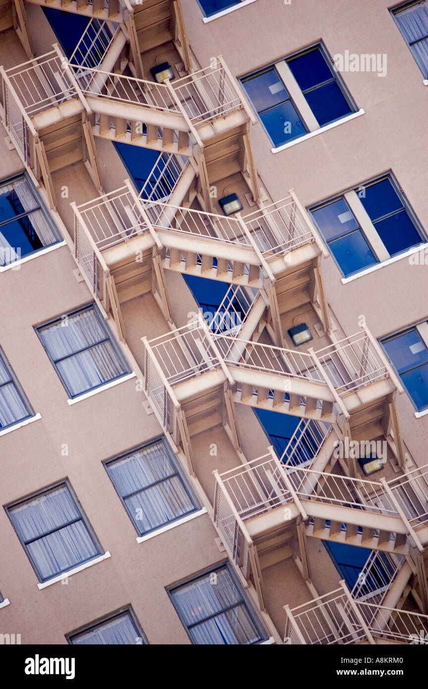 Fire escape stairway on office building in city Stock Photo - Alamy