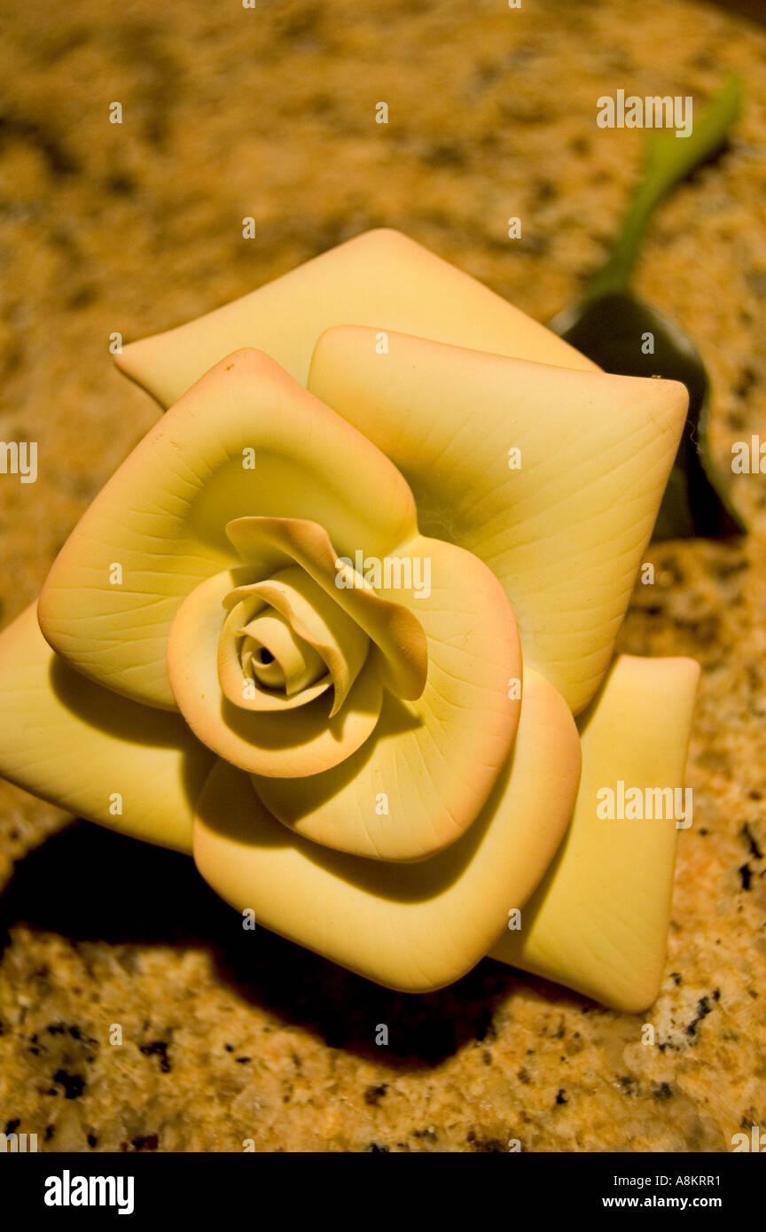 Porcelain yellow rose flower Stock Photo - Alamy