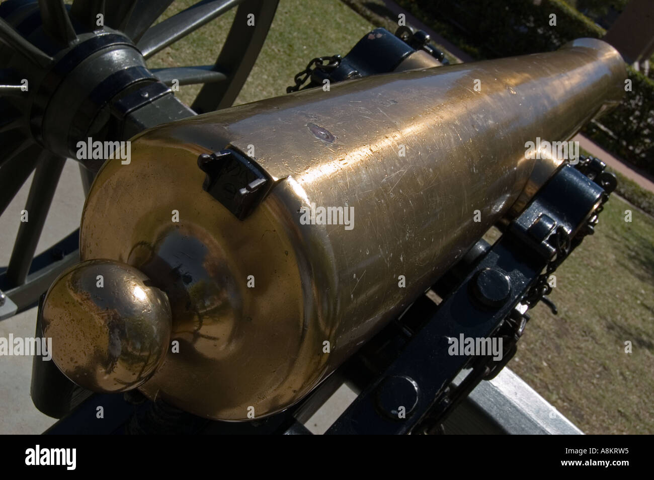 Gold plated cannon on display Stock Photo - Alamy