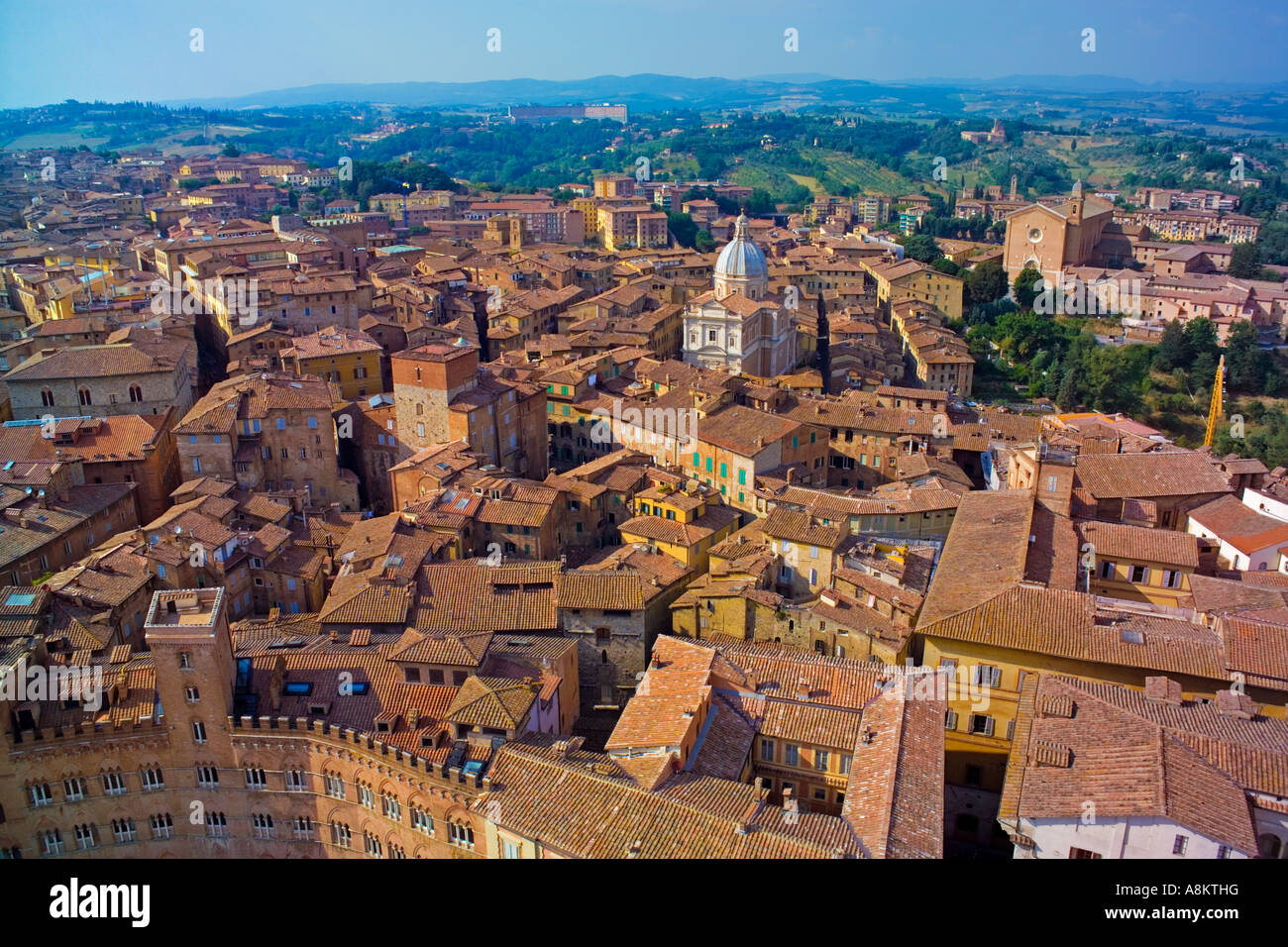 Siena Italy aerial view from the Torre del Mangia JMH2902 Stock Photo ...