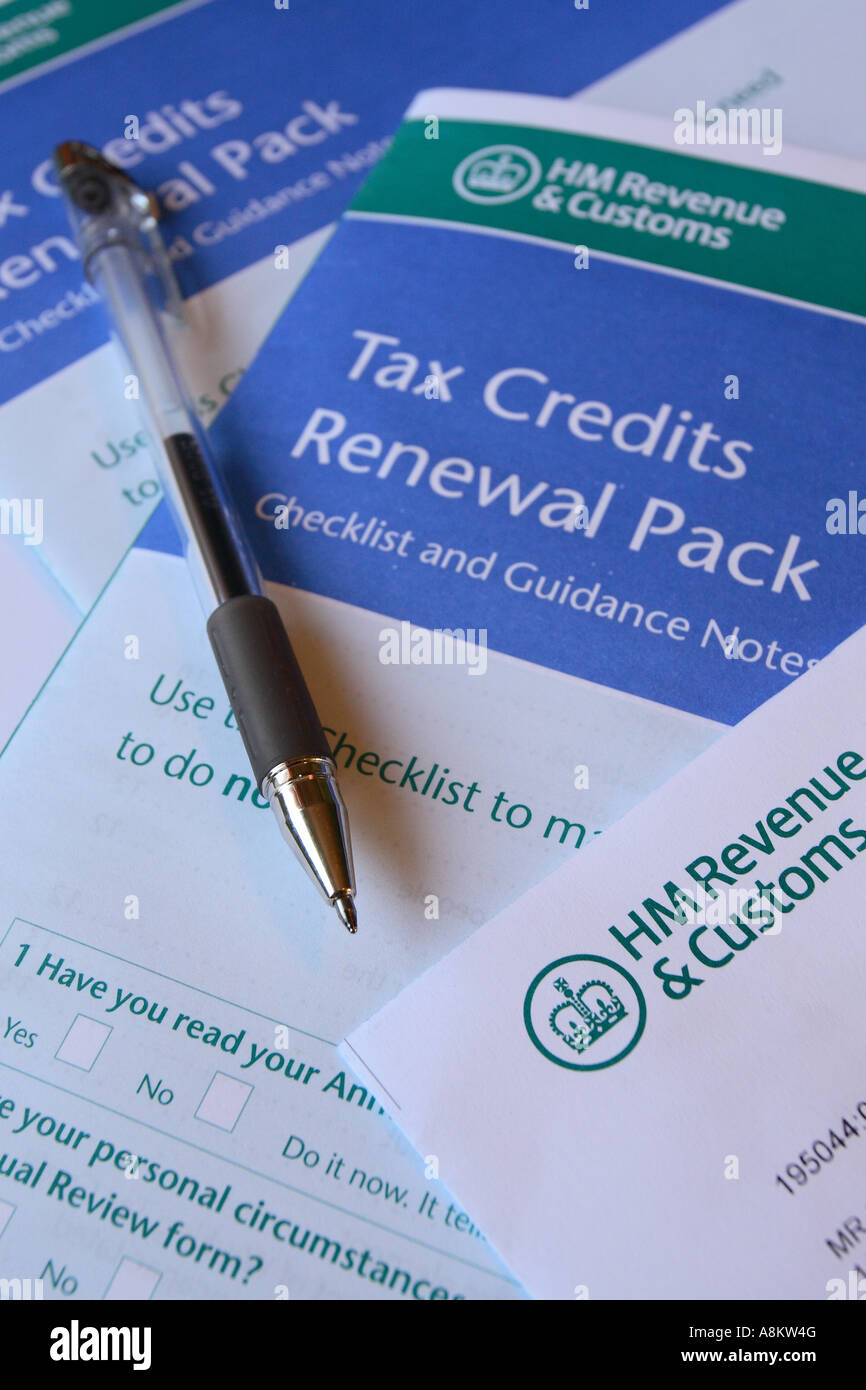 Tax Credit Renewal Pack application form HMRC Stock Photo - Alamy