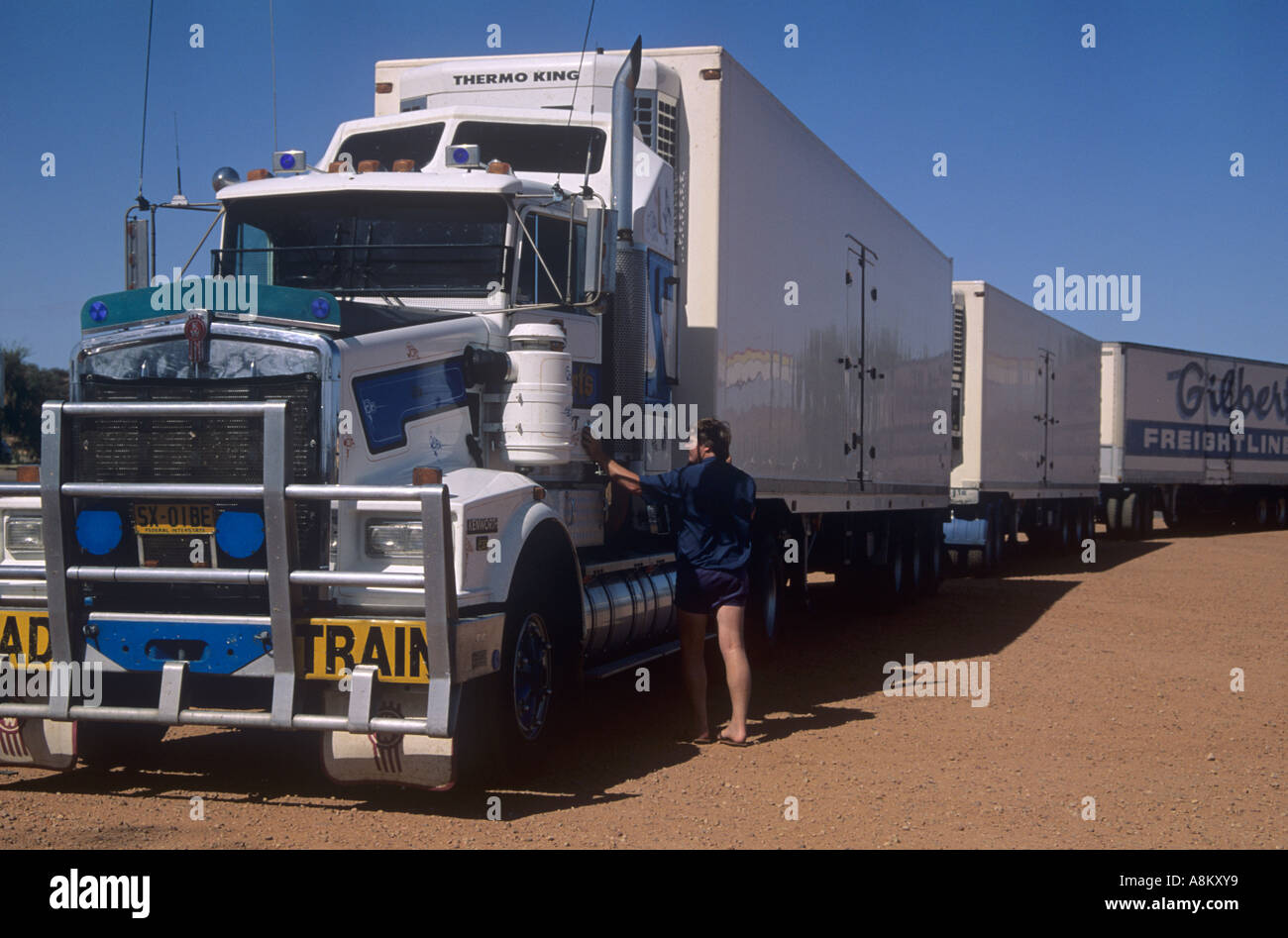 Giant road-train in central Australia Stock Photo - Alamy