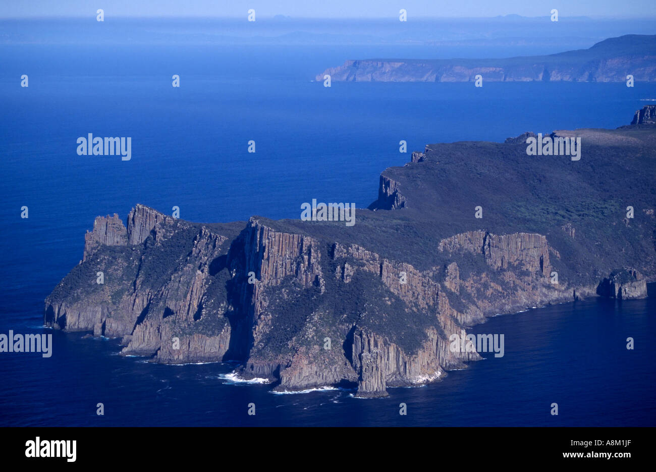 Dolerite organ pipe sea cliffs at Cape Pillar Tasman Peninsula National ...