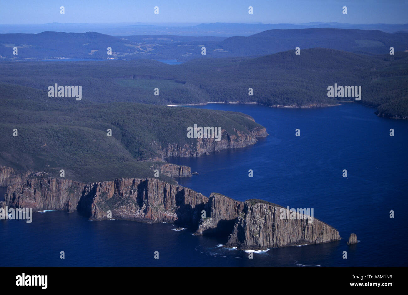 Dolerite organ pipe sea cliffs at Cape Pillar Tasman Peninsula National ...