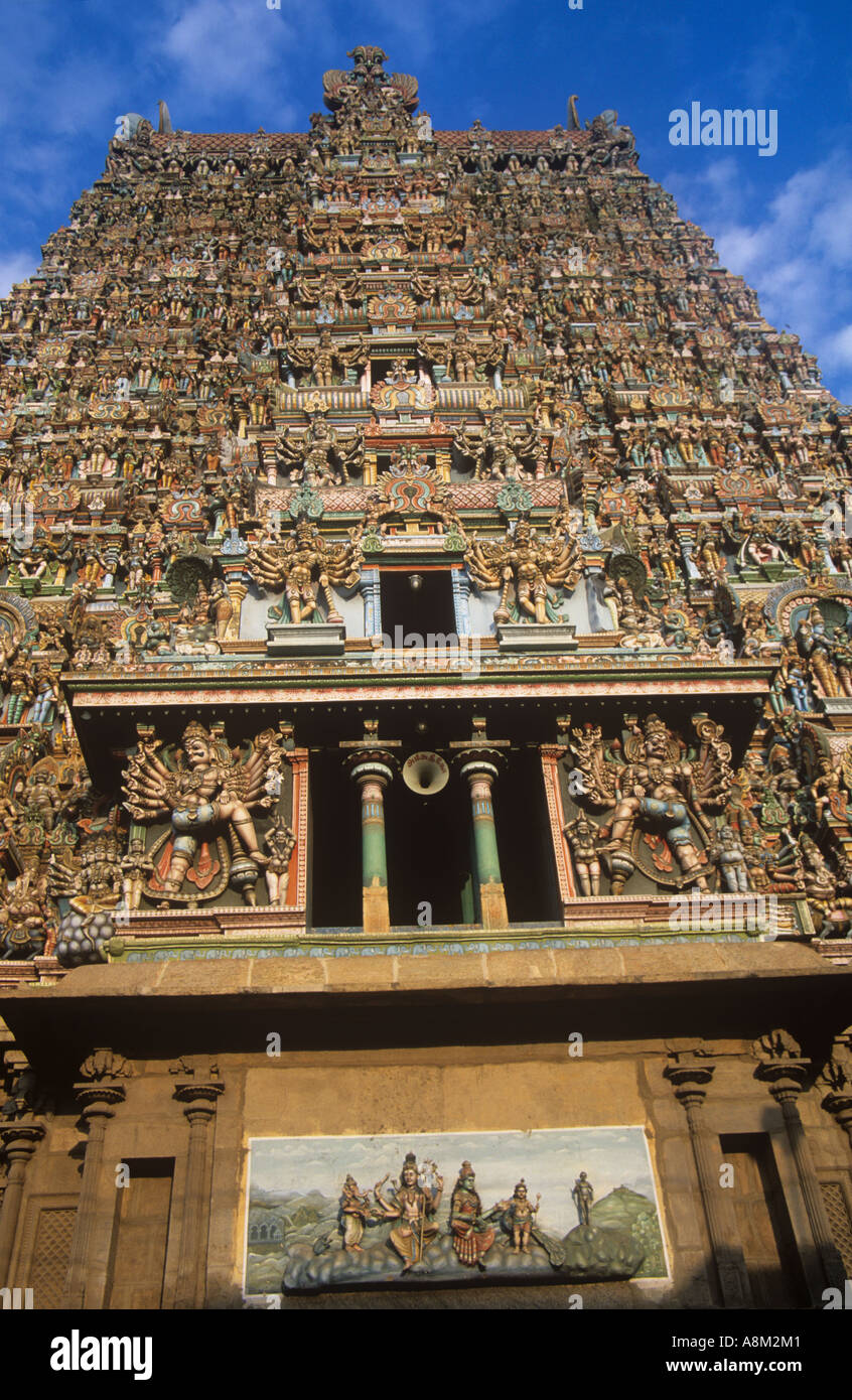 West gopuram, Meenakshi Temple in Madurai. Height 163'3". with 1124 ...