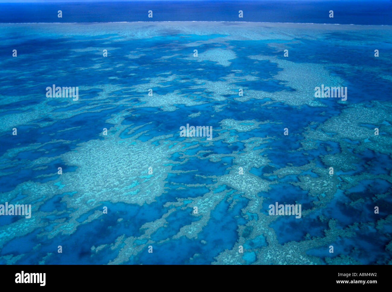 Aerial view of coral Great Barrier Reef N Queensland Australia ...