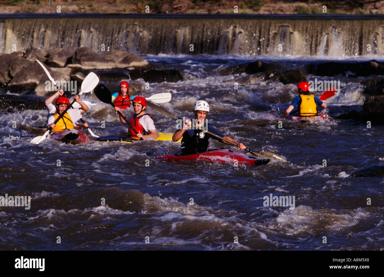Kayaking rapids Yarra River at Dights Falls Fairfield Melbourne ...