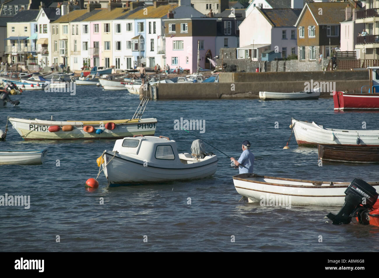 A summer evening in the harbour inside the estuary of the River Teign ...