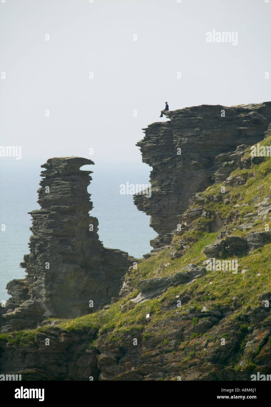 The precipitous cliffs that surround and protect Tintagel Castle ...