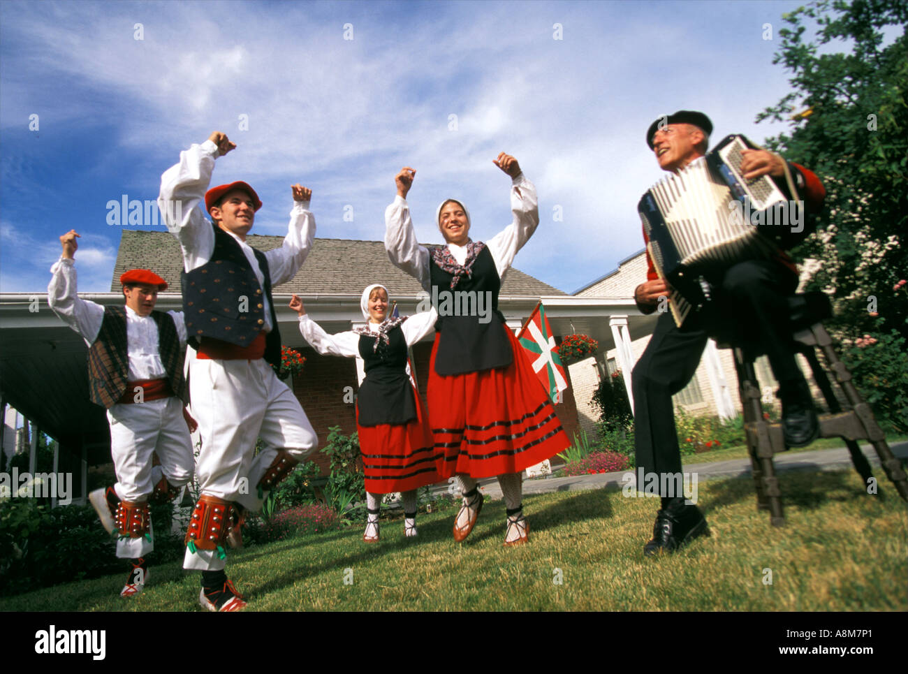 IDAHO BOISE Basque dancers performing in front of the Basque Museum on ...
