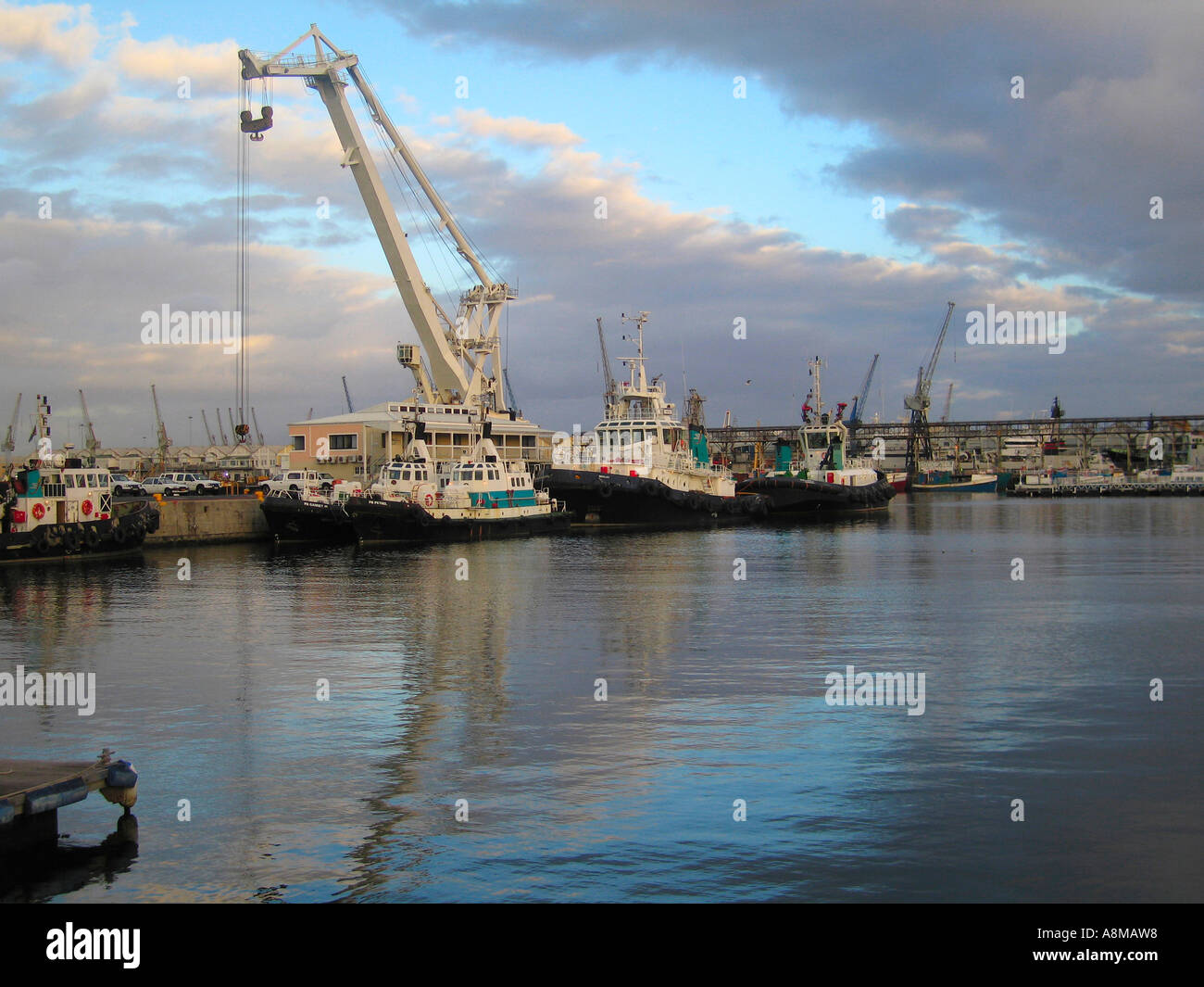 Floating Dockside Crane and Tugs at Quayside at V and A Waterfront Cape ...