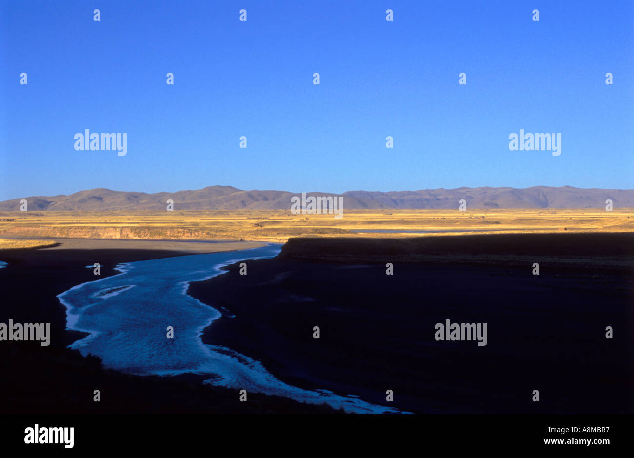 Mountains and farming land of the pampa in south Peru Stock Photo - Alamy