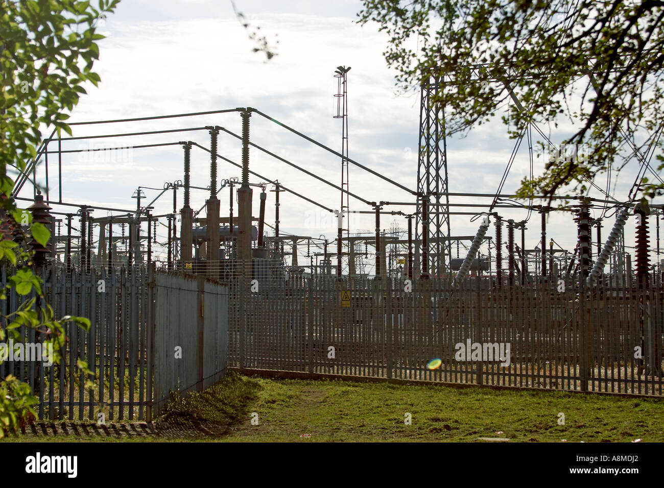 Electricity transmission transformer substation England UK Stock Photo ...