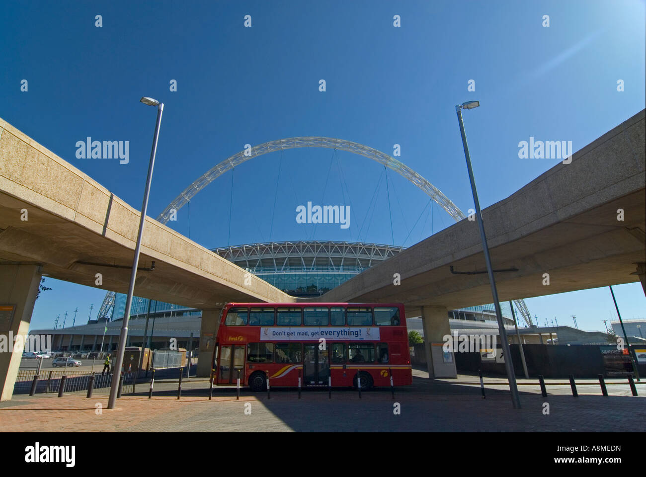 Horizontal wide angle of the entrance of the new Wembley Stadium from ...