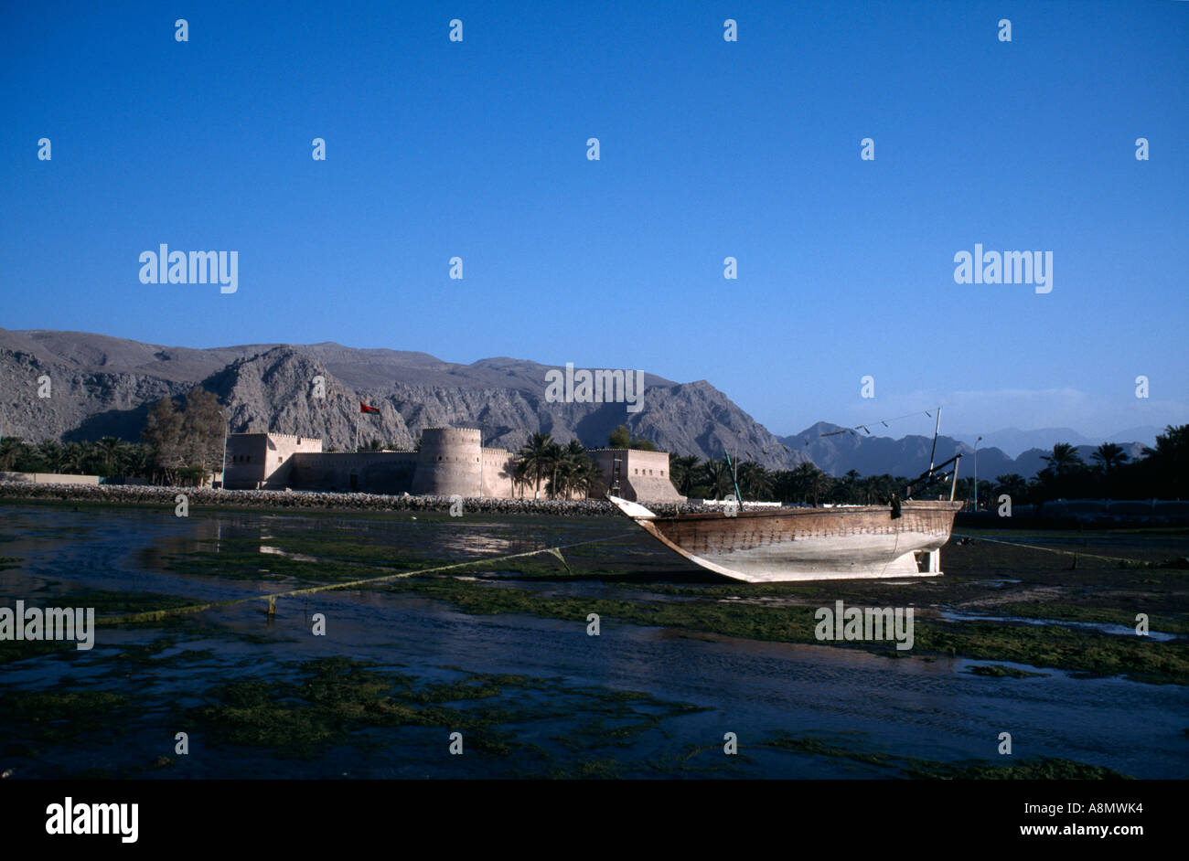 Khasab Fort in Khasab, on the remote Musandam Peninsula, Oman Stock ...