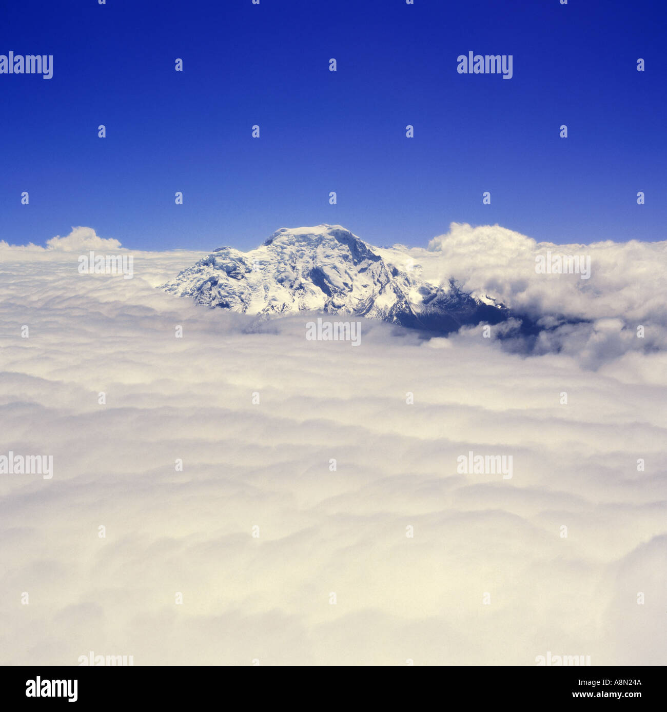 Aerial view clear above dense white cumulus cloud of the extinct snow ...