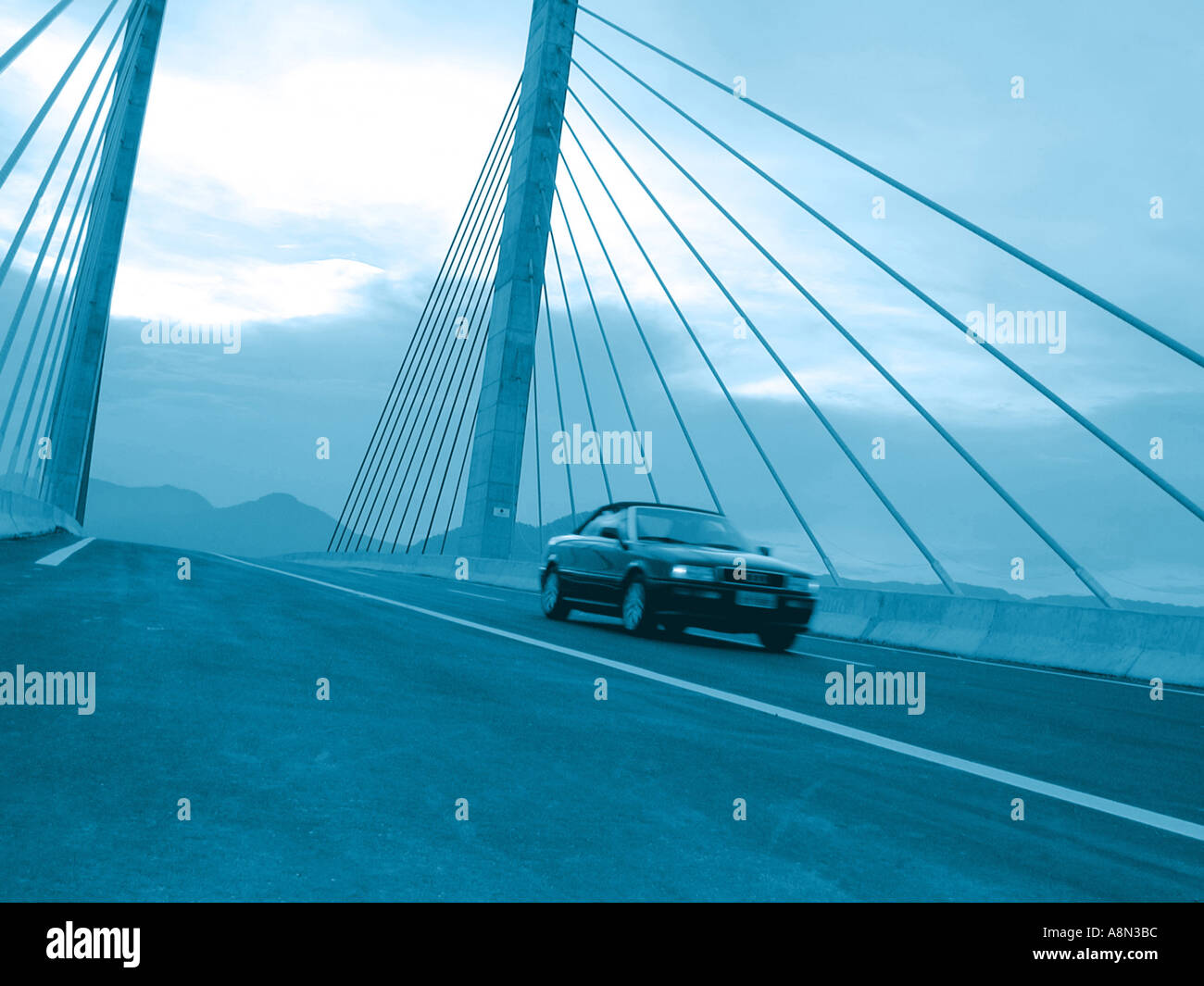 Car on the bridge Stock Photo - Alamy