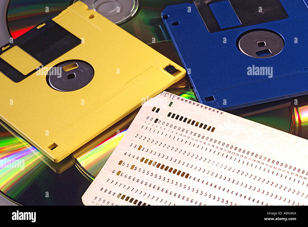 Disketes and perforated cards Stock Photo - Alamy