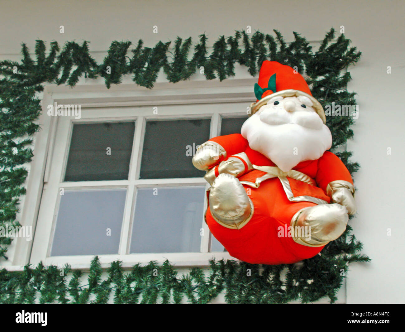 Santa Claus in the window Stock Photo - Alamy