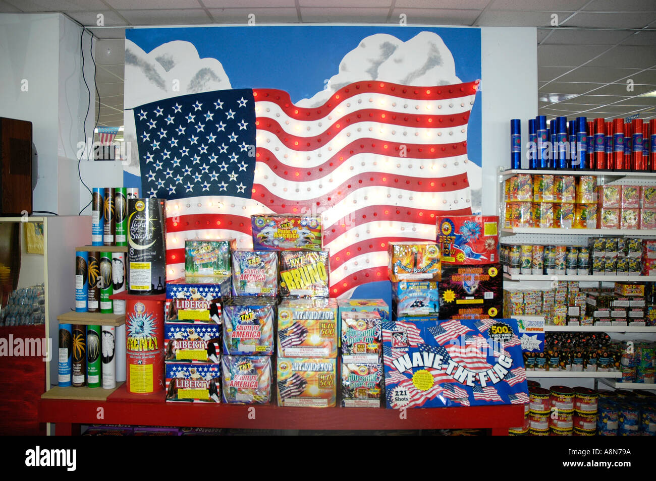 Fireworks store in Tennessee on the Interstate highway selling ...