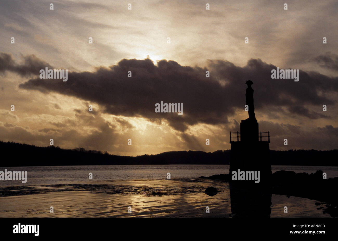 Statue of Admiral Horatio Nelson on the banks of the Menai Strait near ...