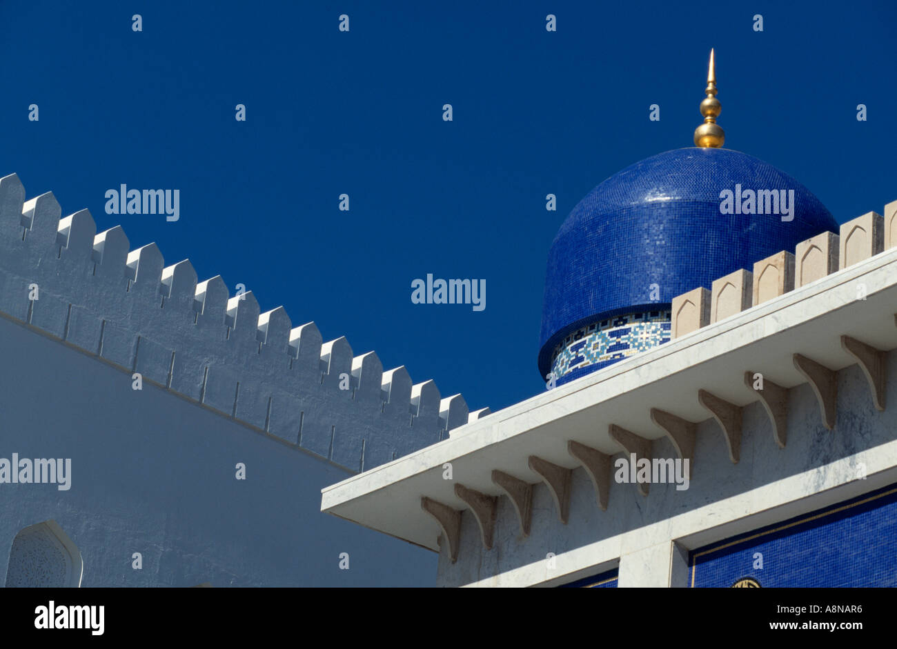 Blue dome of the Palace (Al Khawr) mosque in Muscat, Oman Stock Photo ...