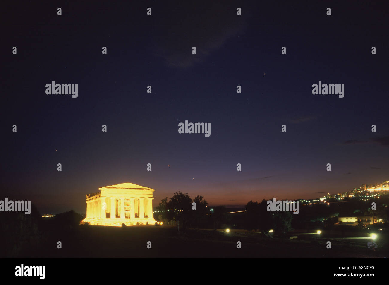 Valley of the Temples Agrigento Sicily Italy by Night Stock Photo - Alamy