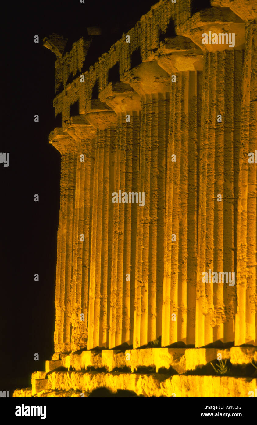 Detail of the Temple of Concord at Agrigento Sicily Italy by Night ...