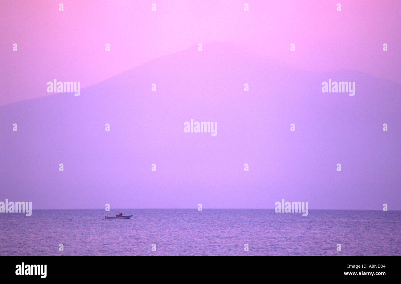 Fishing Boat in Catania Bay Mount Etna Sicily Stock Photo - Alamy