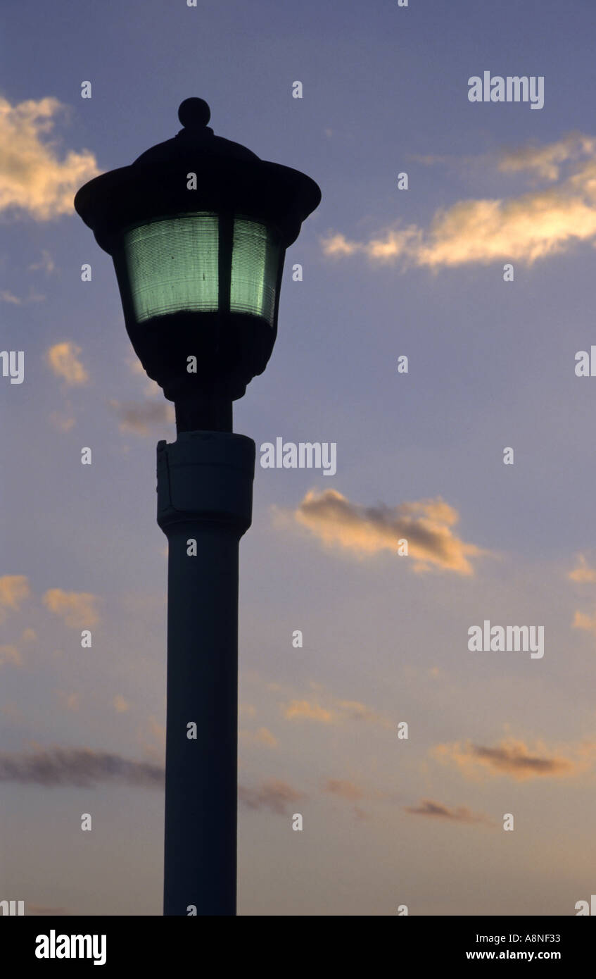 Street light at sunset, Bacalar, Quintana Roo, Mexico Stock Photo - Alamy