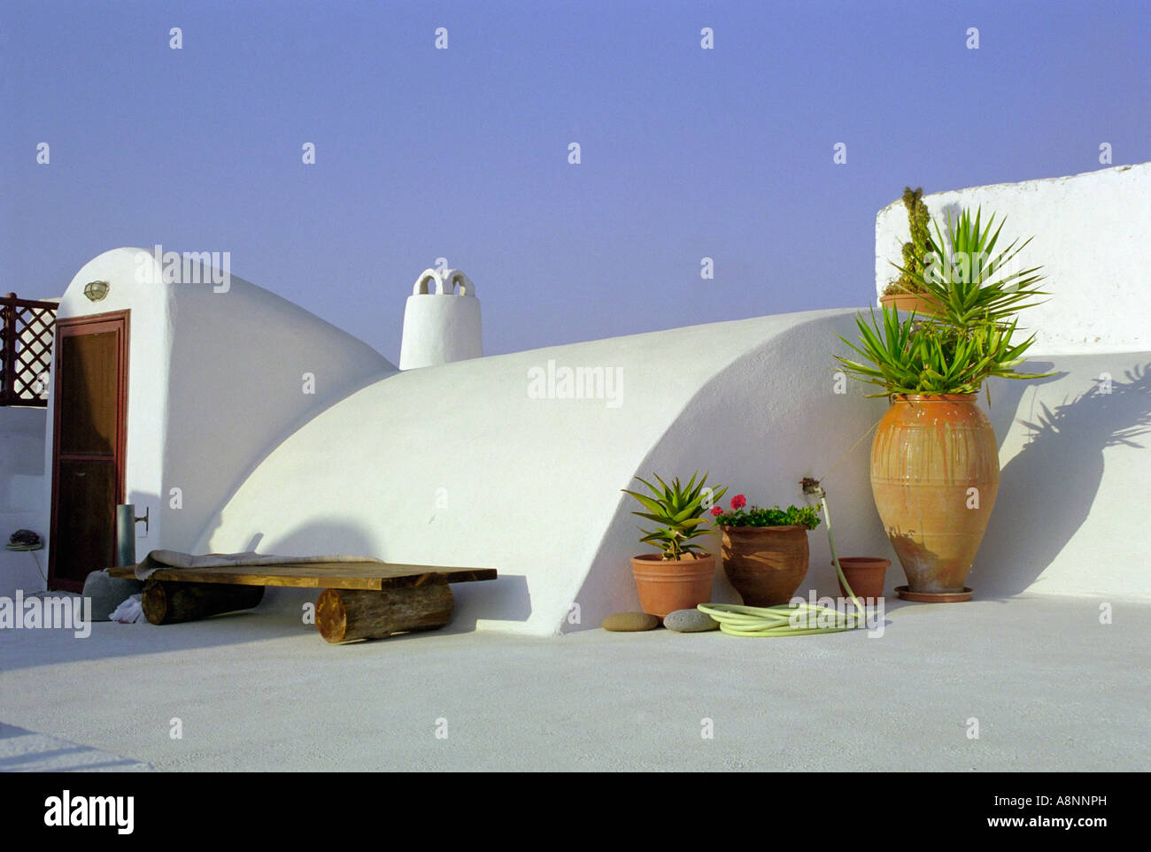 Rooftop garden - Oia, Santorini, GREECE Stock Photo - Alamy