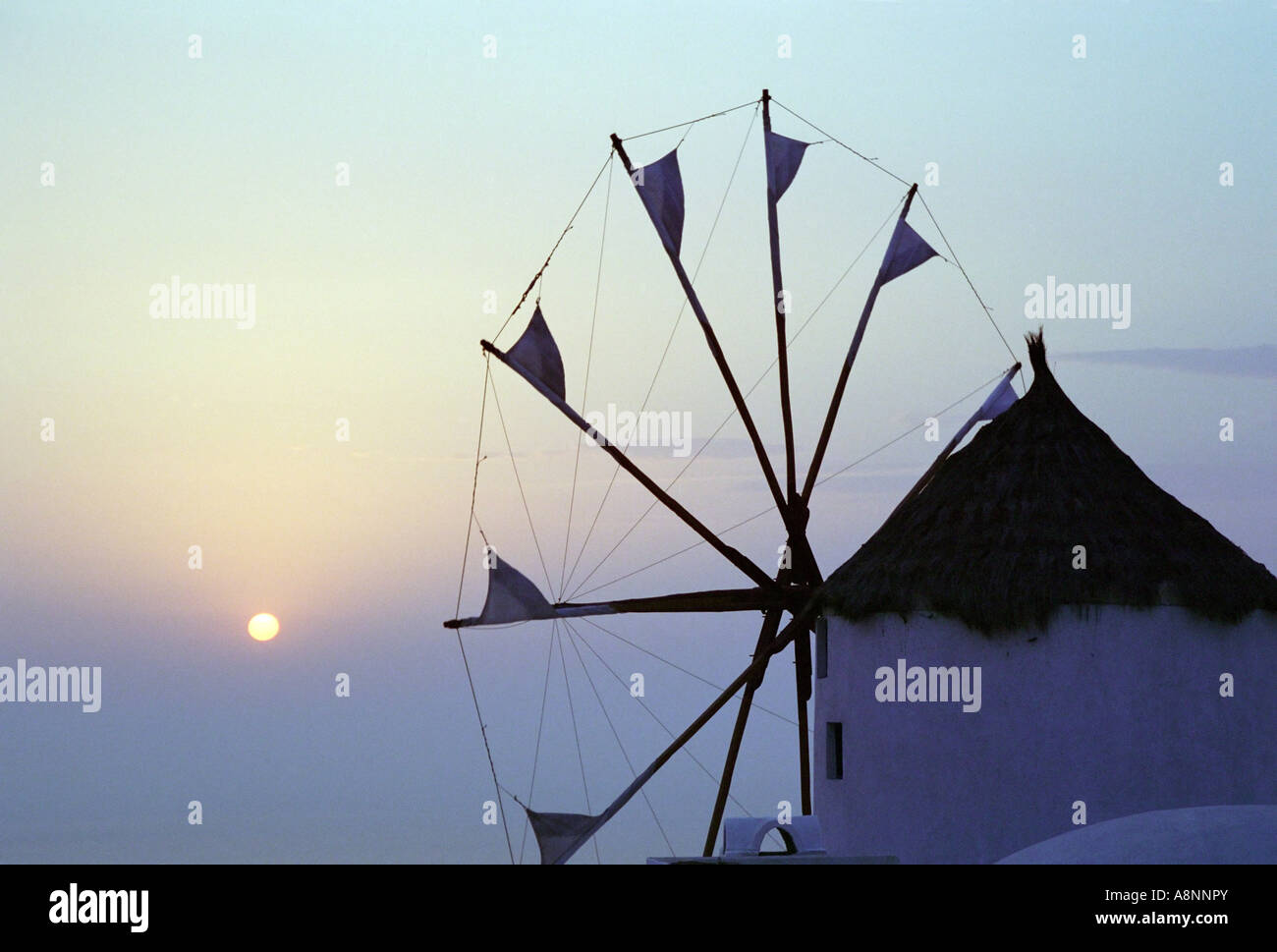 Greek windmill - Oia, Santorini, GREECE Stock Photo - Alamy