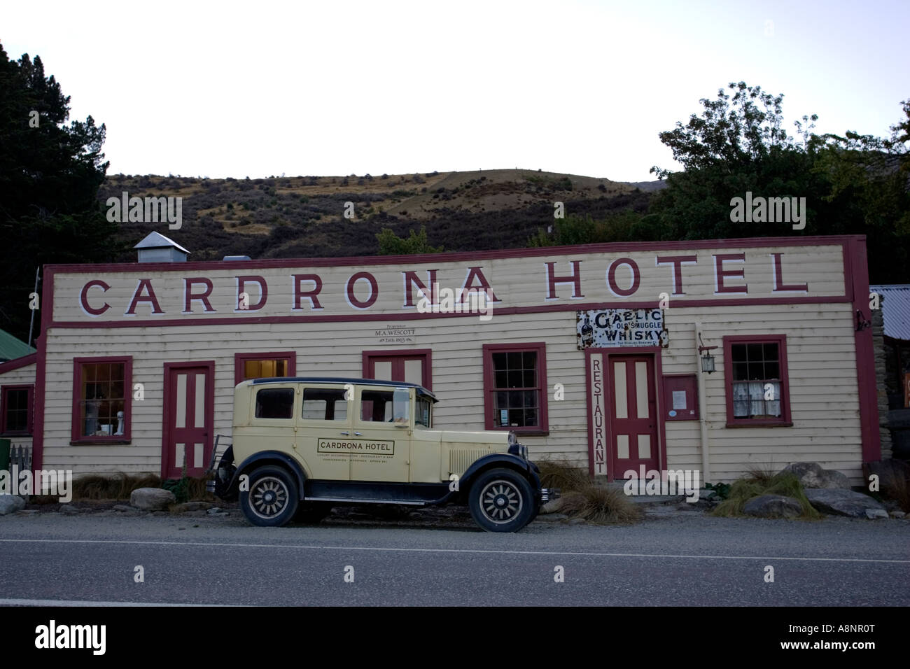 Cardrona Hotel an old timber gold rush settler building with old ...
