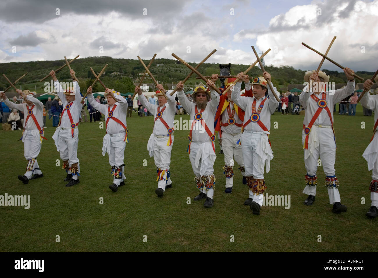 Gloucestershire Morris Men stick dancing on May Day 2007 at Woodmancote ...