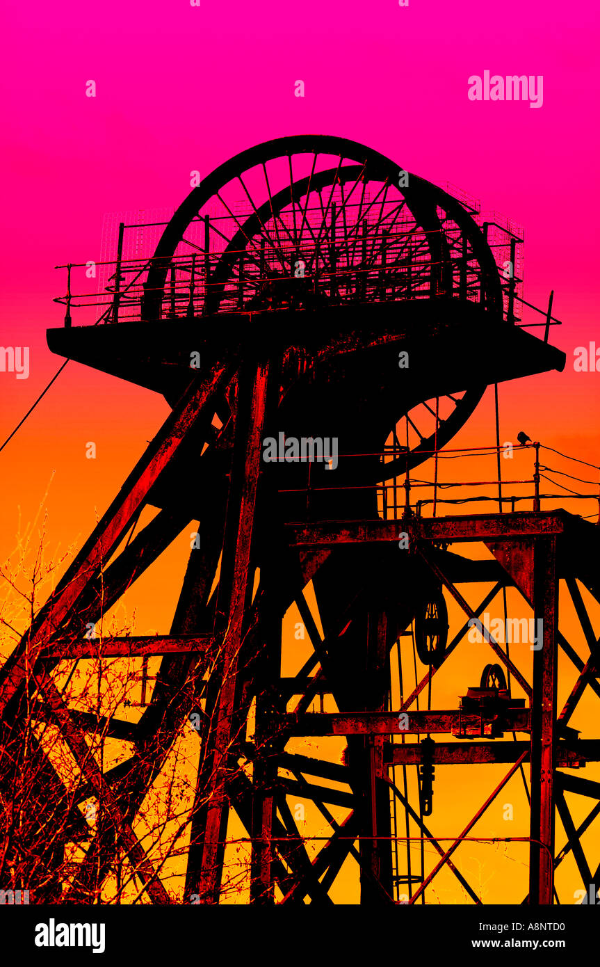Graphic Image of Winding Gear of a Colliery near Pontypridd, South ...