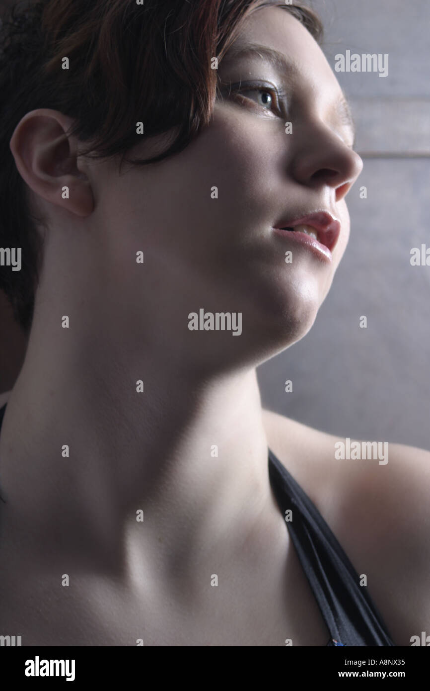 beauty shot of plus size model with side lighting Stock Photo - Alamy