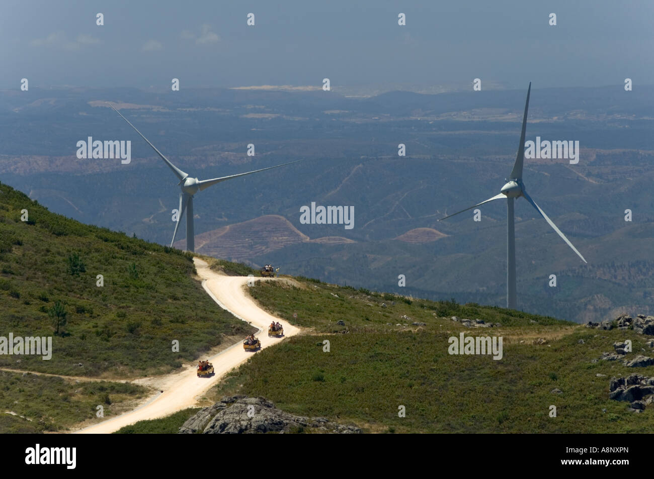 Tourist take a tour in jeeps on Mount Foia near Monchique Algarve ...