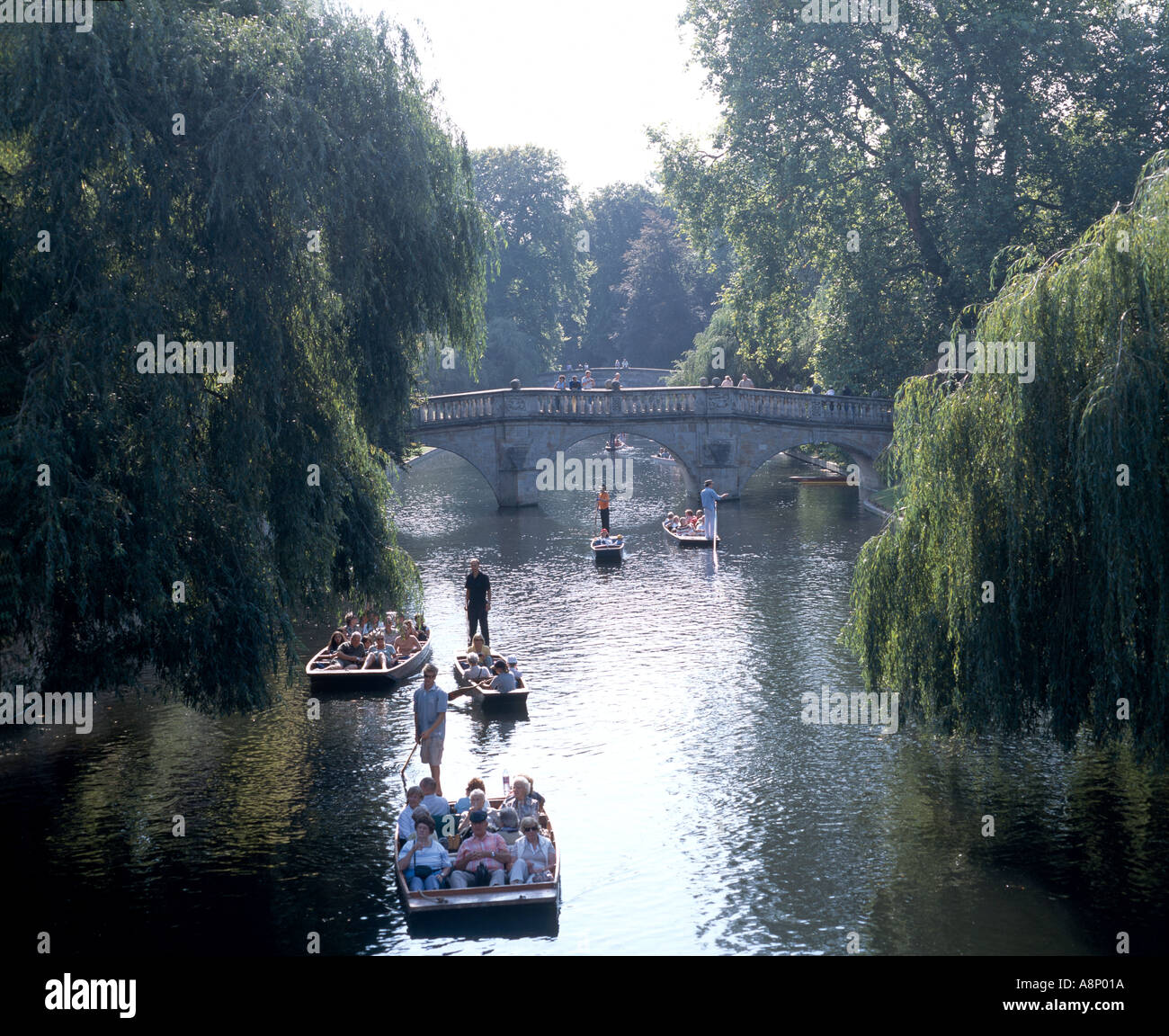 Punting Garret Hostel Bridge Cambridge University river cam Stock Photo ...