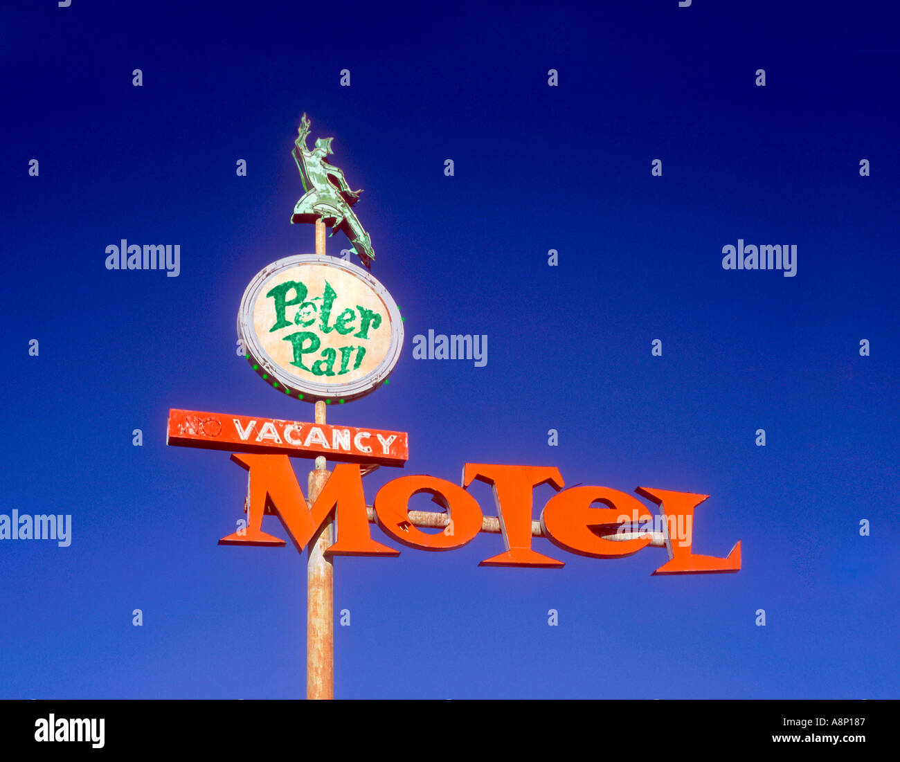 Peter Pan Motel sign for an old motel in downtown Las Vegas Nevada ...